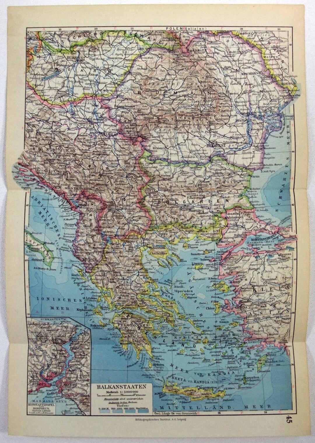 Original 1931 German Language Map of the Balkan States - Etsy