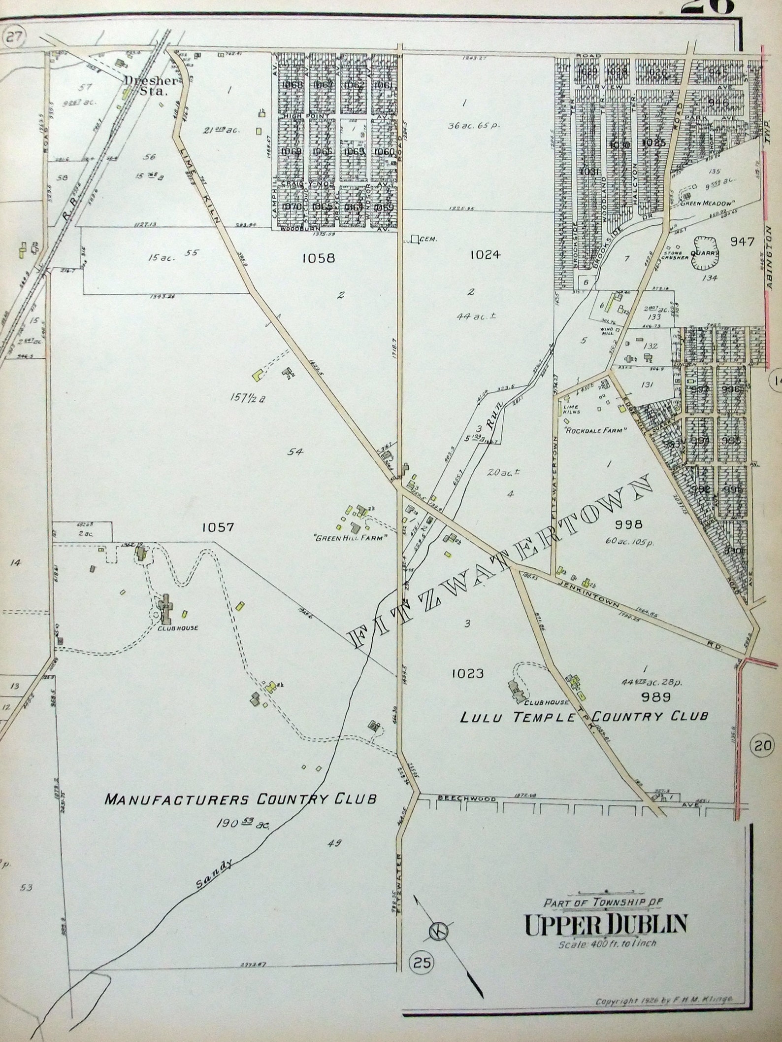 Large Original 1927 Map of Part of Fort Washington & | Etsy