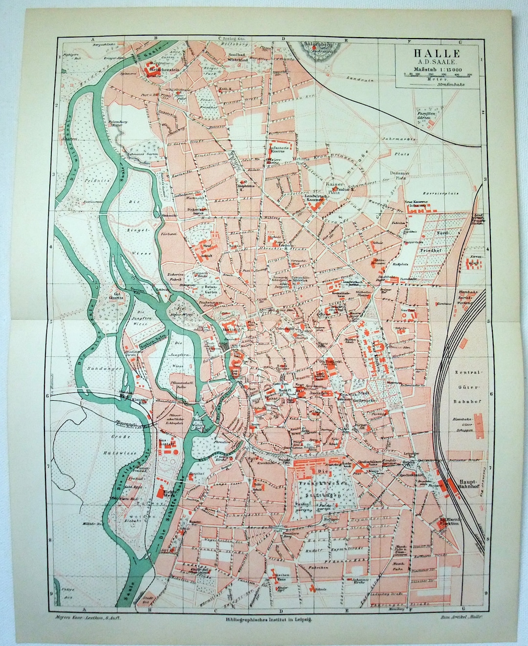Halle Germany - Original 1906 City Map by Meyers. Saale. Antique - Etsy