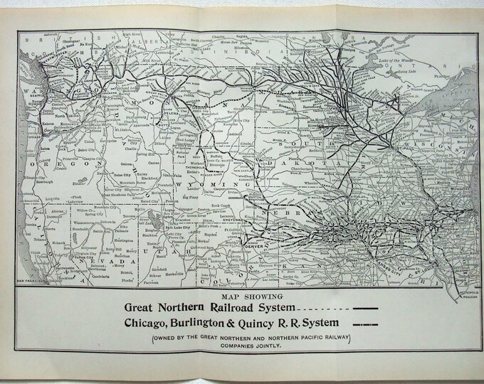 Great Northern and Chicago Burlington & Quincy Railroad - Original 1914 ...