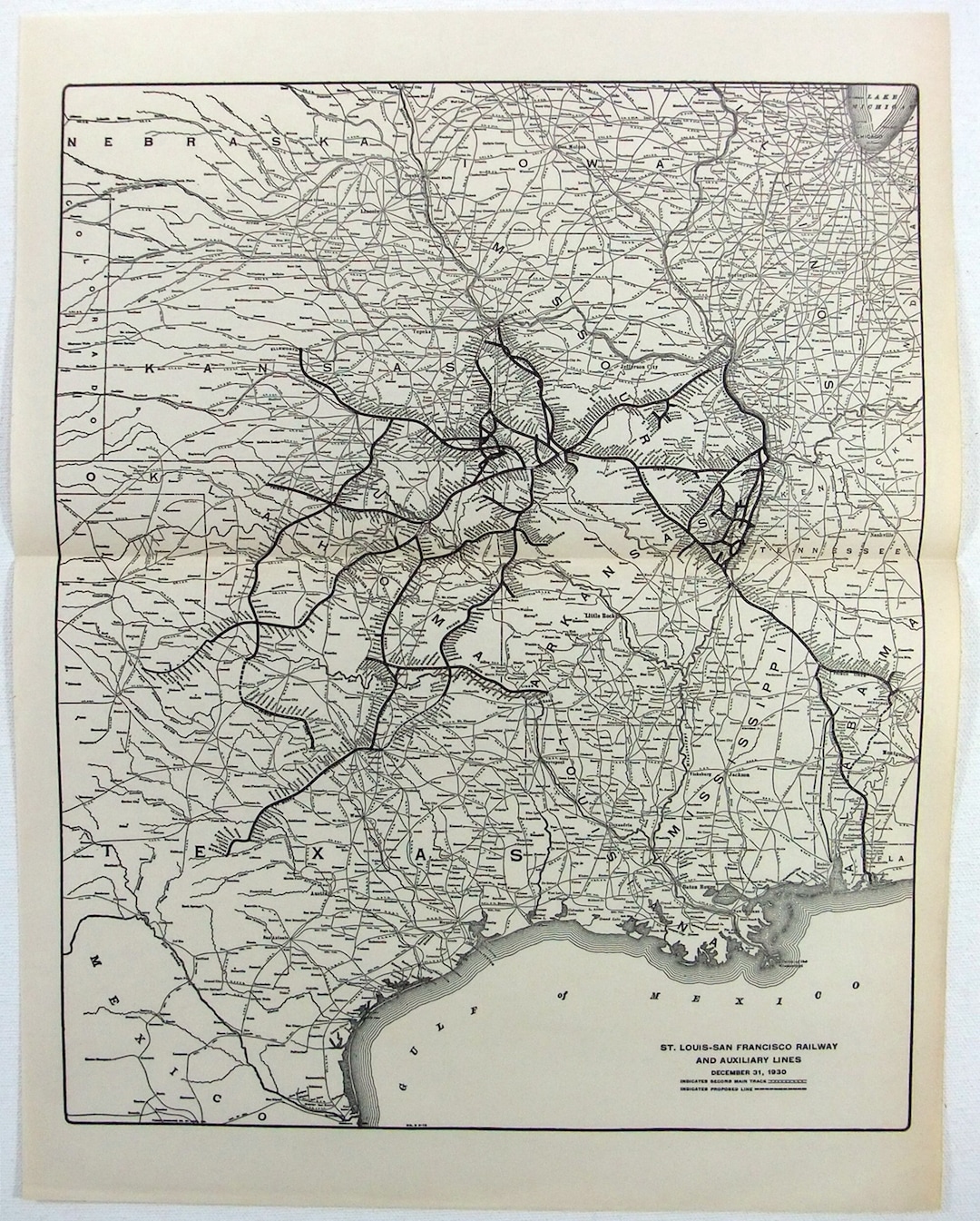 Original 1930 Dated St. Louis - San Francisco Railway System Map ...
