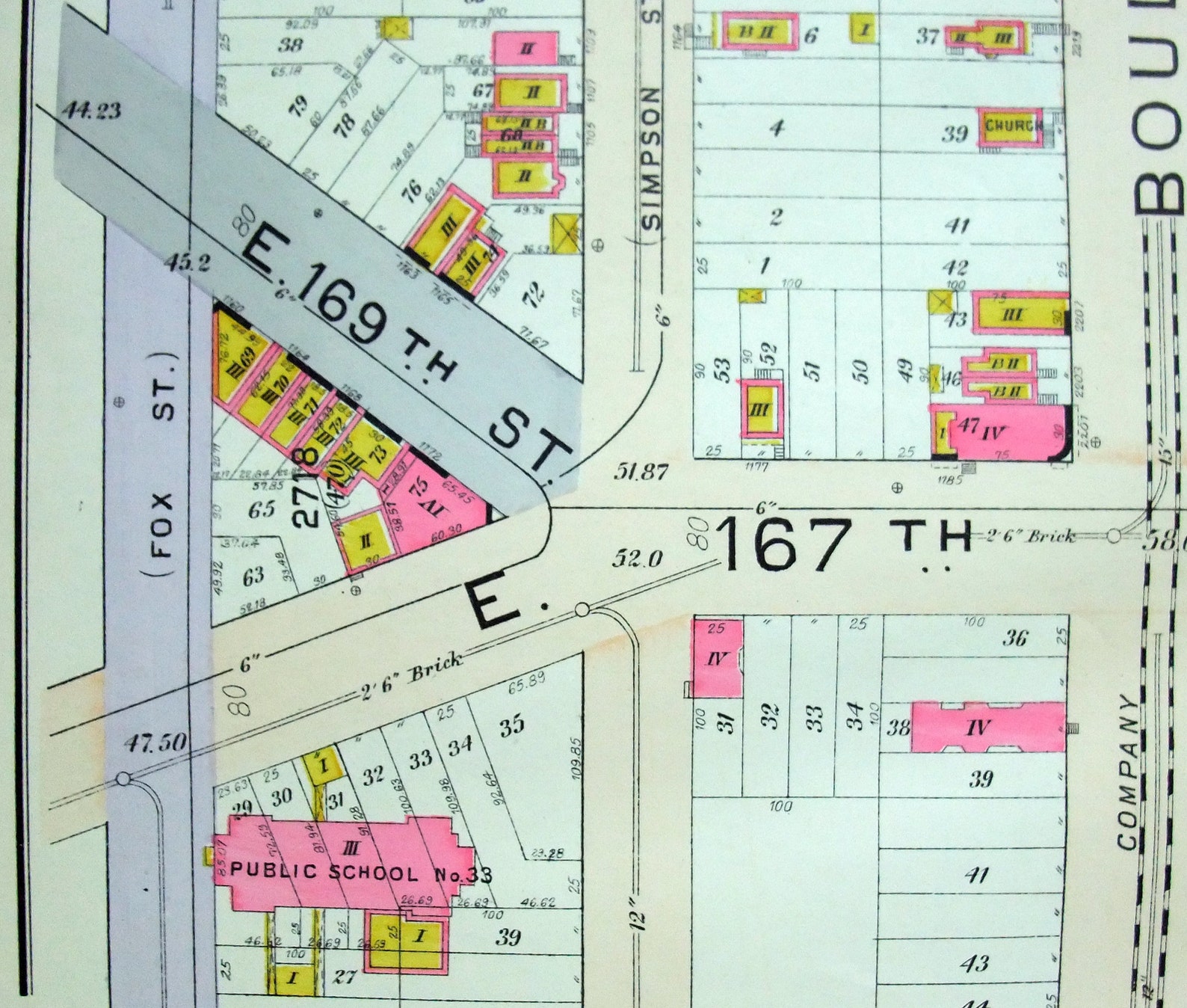 Huge Antique Map of Bronx NY Aldus St to Home St From Barretto to the ...