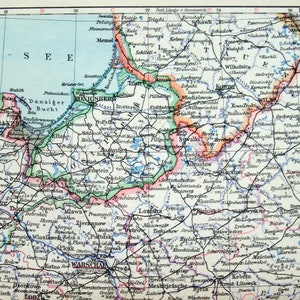 Poland - Original 1923 German Language Map by Meyers. Vintage - Etsy