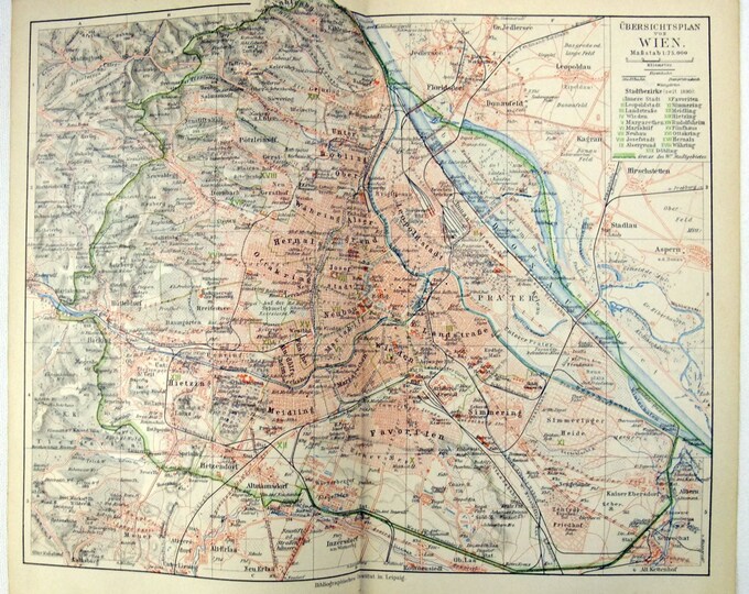 Greater Vienna, Austria Original 1900 Map by Meyers. Antique - Etsy