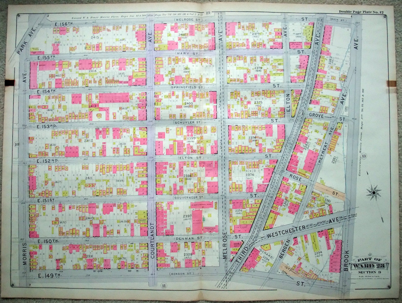 Huge Antique Map of Bronx NY Melrose From E 149th to E 156th - Etsy