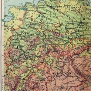Germany - Original 1901 Physical Map by Longmans Green. Antique ...