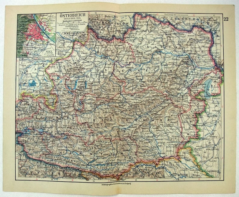 Eastern Austria - Original 1931 Map by Meyers. Vintage - Etsy UK