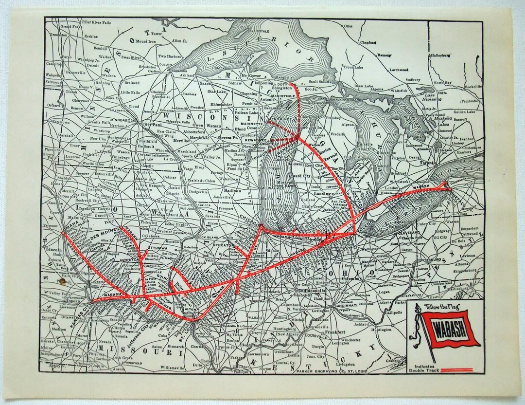Wabash Railroad - Original 1941 Route Map. Vintage Railway - Etsy