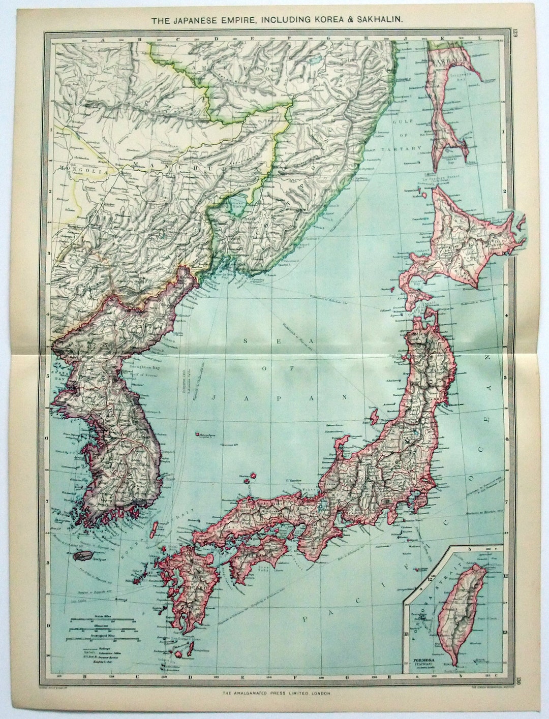 The Japanese Empire Original Map C1907 by George Philip & Sons. Antique ...