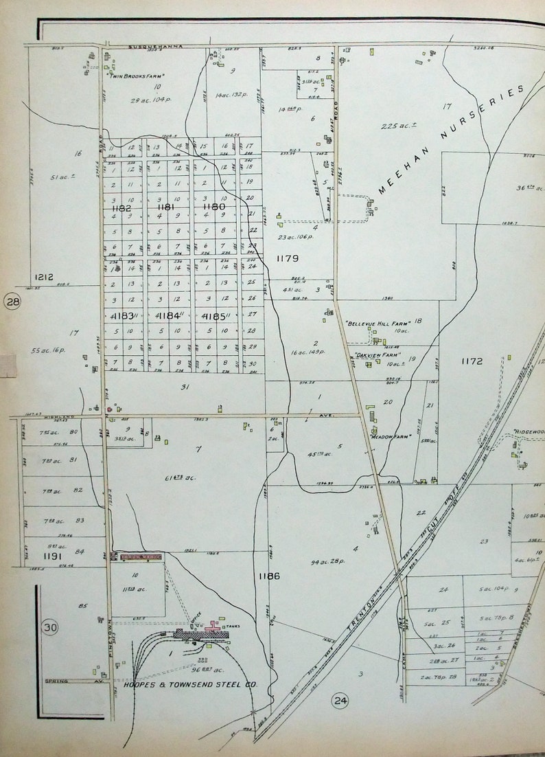 Large Original 1927 Map of Part of Fort Washington & | Etsy