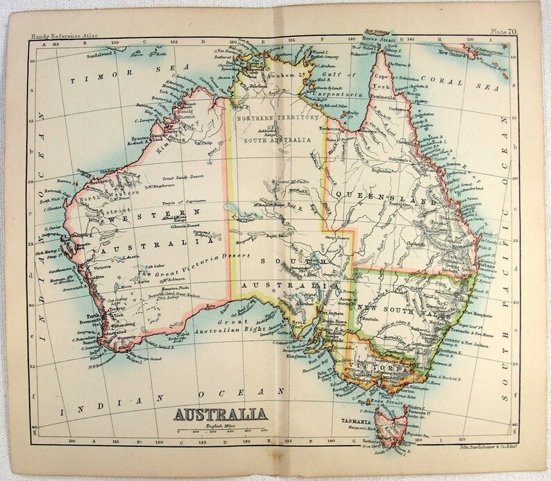 Australia - Original 1893 Map by John Bartholomew. Antique - Etsy