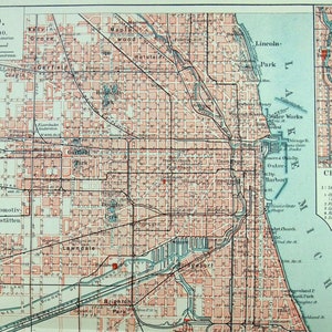 Chicago, Illinois Original 1905 City Map Meyers. Antique Original Map ...