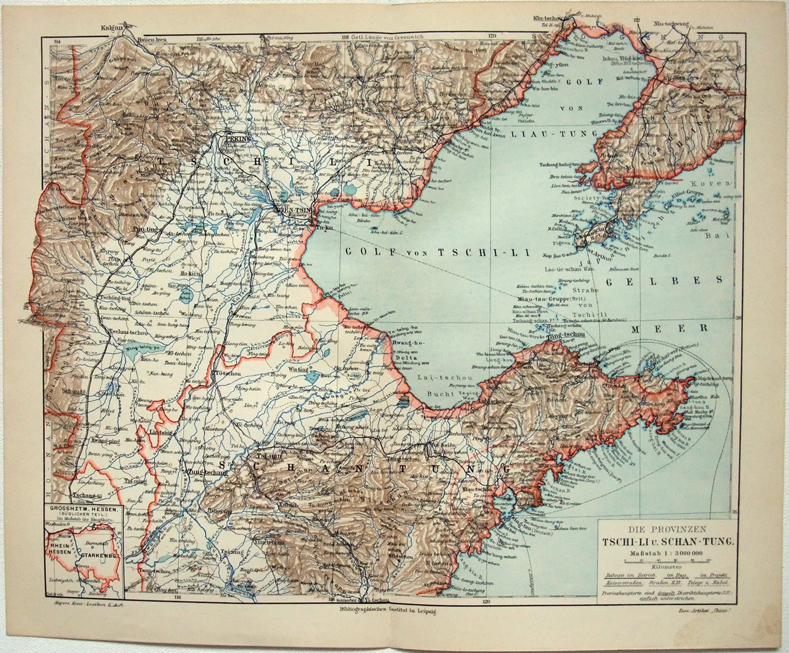 Original 1906 Map of Tschi-li & Schan-tung Provinces of China | Etsy