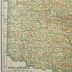 Original 1908 Map of Oklahoma by Dodd Mead and Company. Antique ...