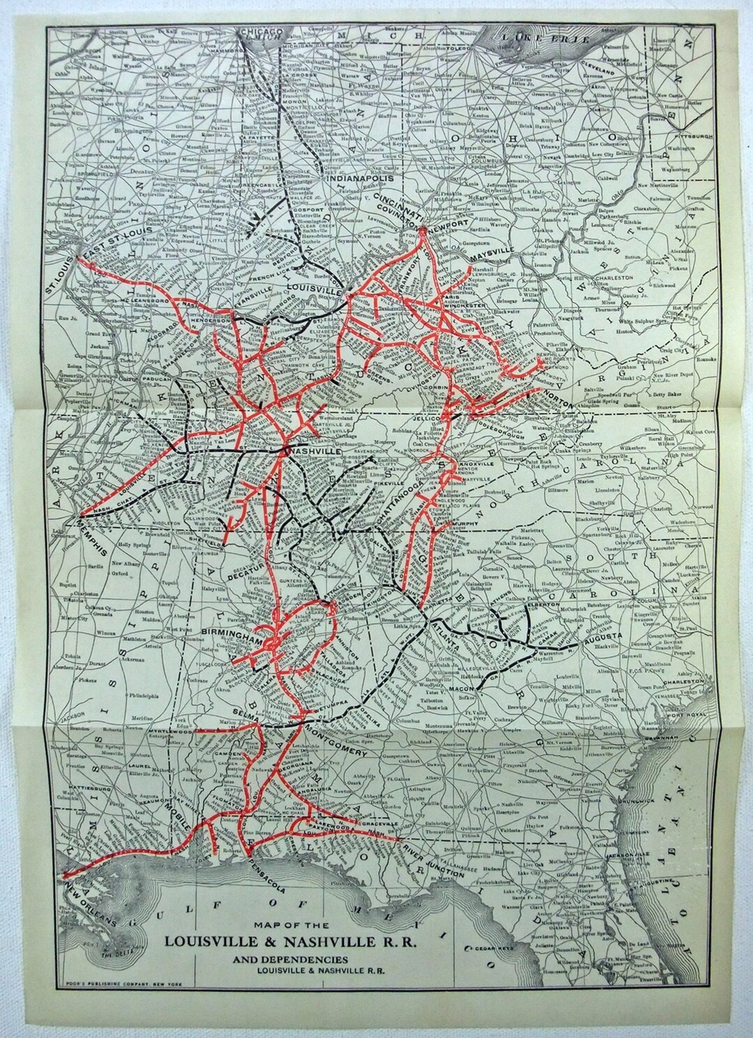 Original 1920 Louisville & Nashville Railroad System Map by Poor's ...