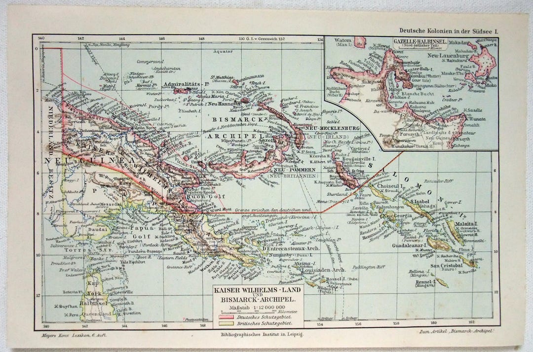 Kaiser Wilhelm Land & the Bismarck Archipelago - Original 1905 German ...