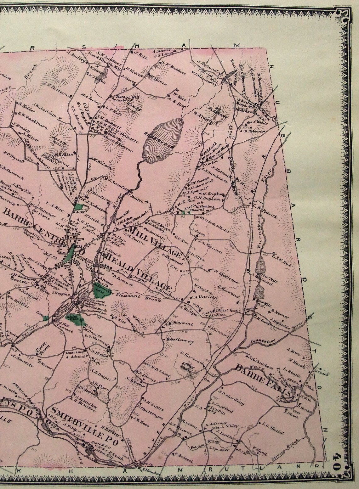 Barre Massachusetts. 1870 Map by FW Beers. Hand Colored. - Etsy