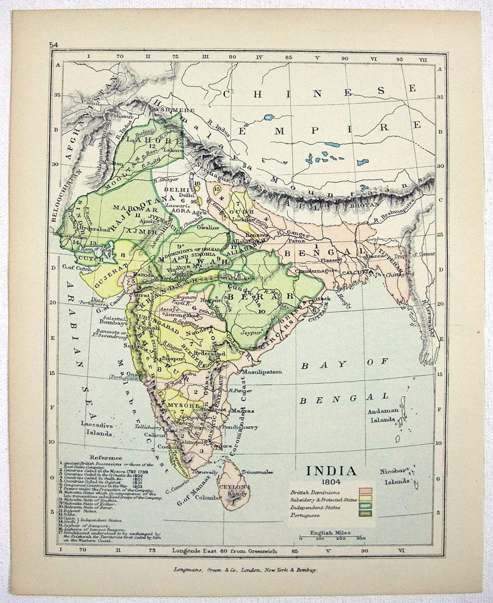 Vintage Map of India in 1804 Published by Longmans Green in - Etsy
