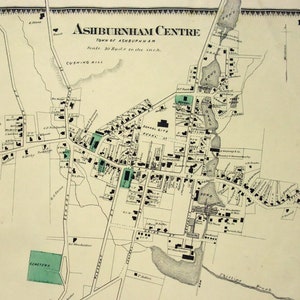Ashburnham Centre, Massachusetts. 1870 Map by FW Beers. Hand Colored ...