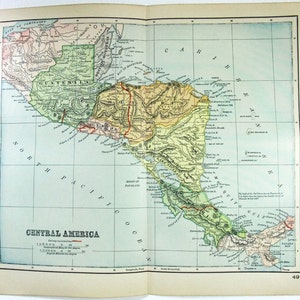 Original 1895 Map of Central America. Antique - Etsy