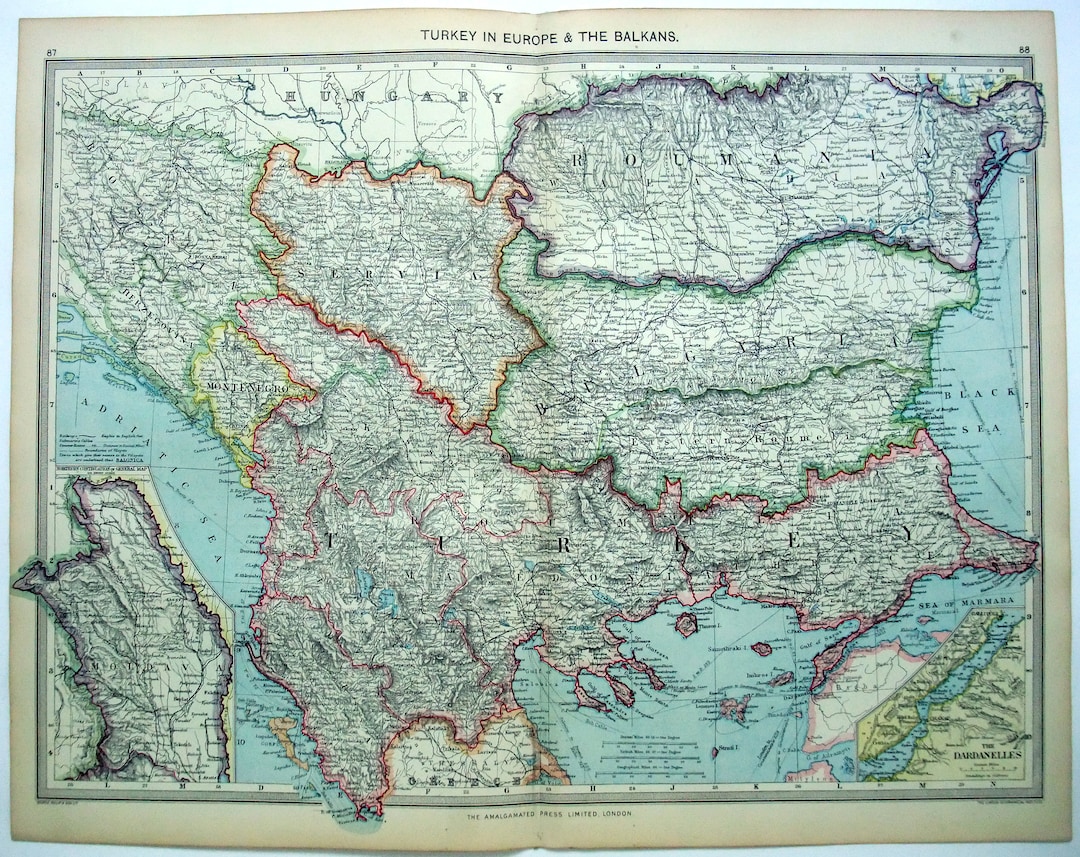 European Turkey & the Balkans Original Map C1907 by George Philip ...