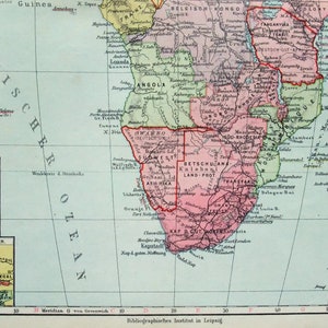 Colonial Africa - Original 1923 German Language Map by Meyers. Vintage ...