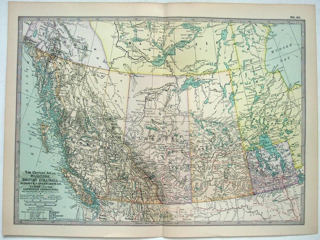 Western Canada - Original 1902 Map by the Century Company. Antique - Etsy