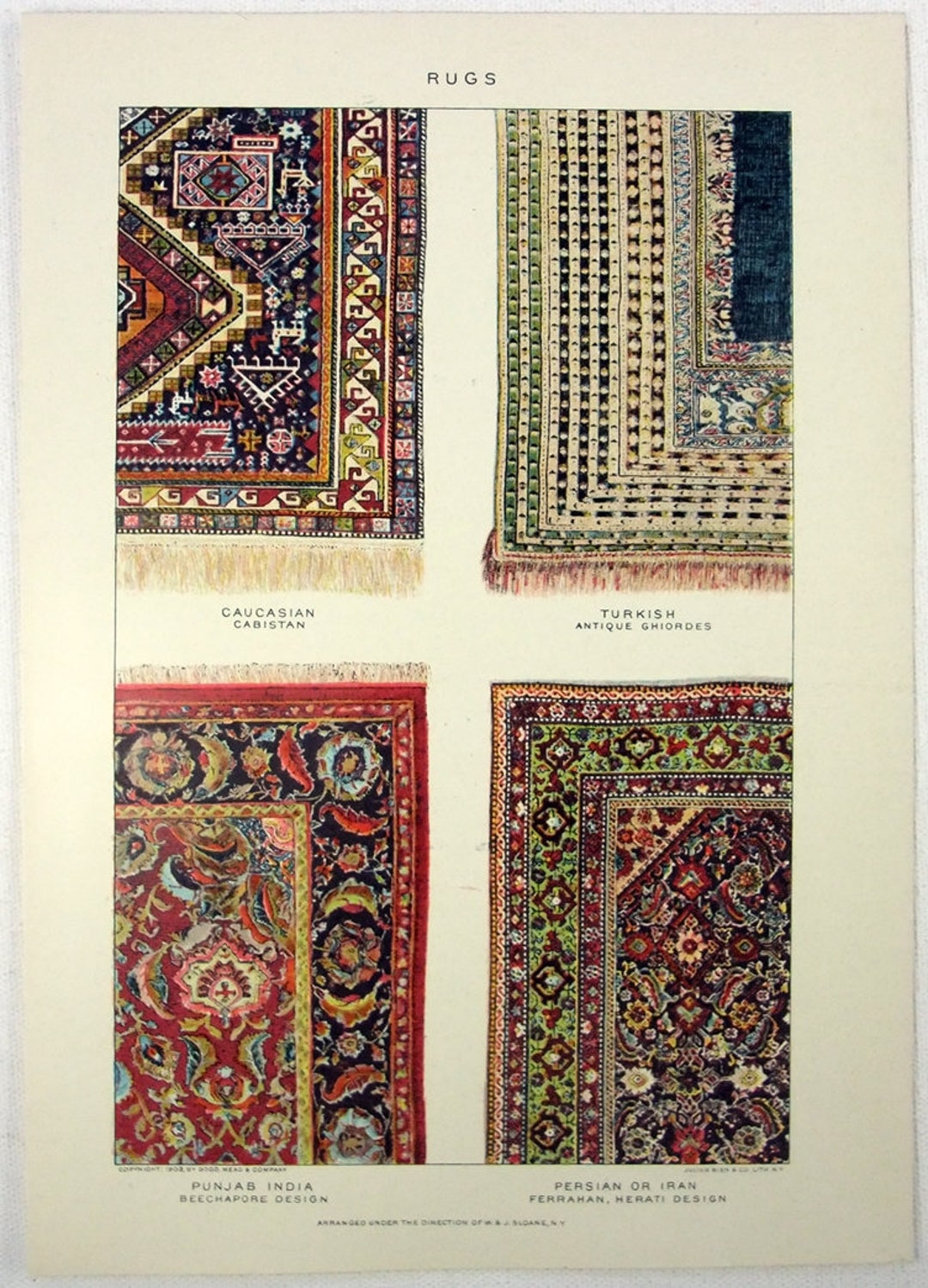 Oriental Rugs - Original 1902 Dated Stone Chromo-lithograph by Julius ...