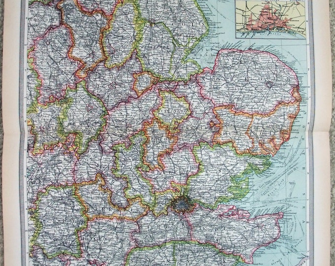 Original Map of the Home Counties and the East of England C1907 by ...