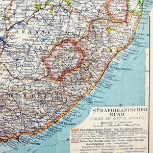 Union of South Africa - Original 1931 Map by Meyers, Vintage - Etsy