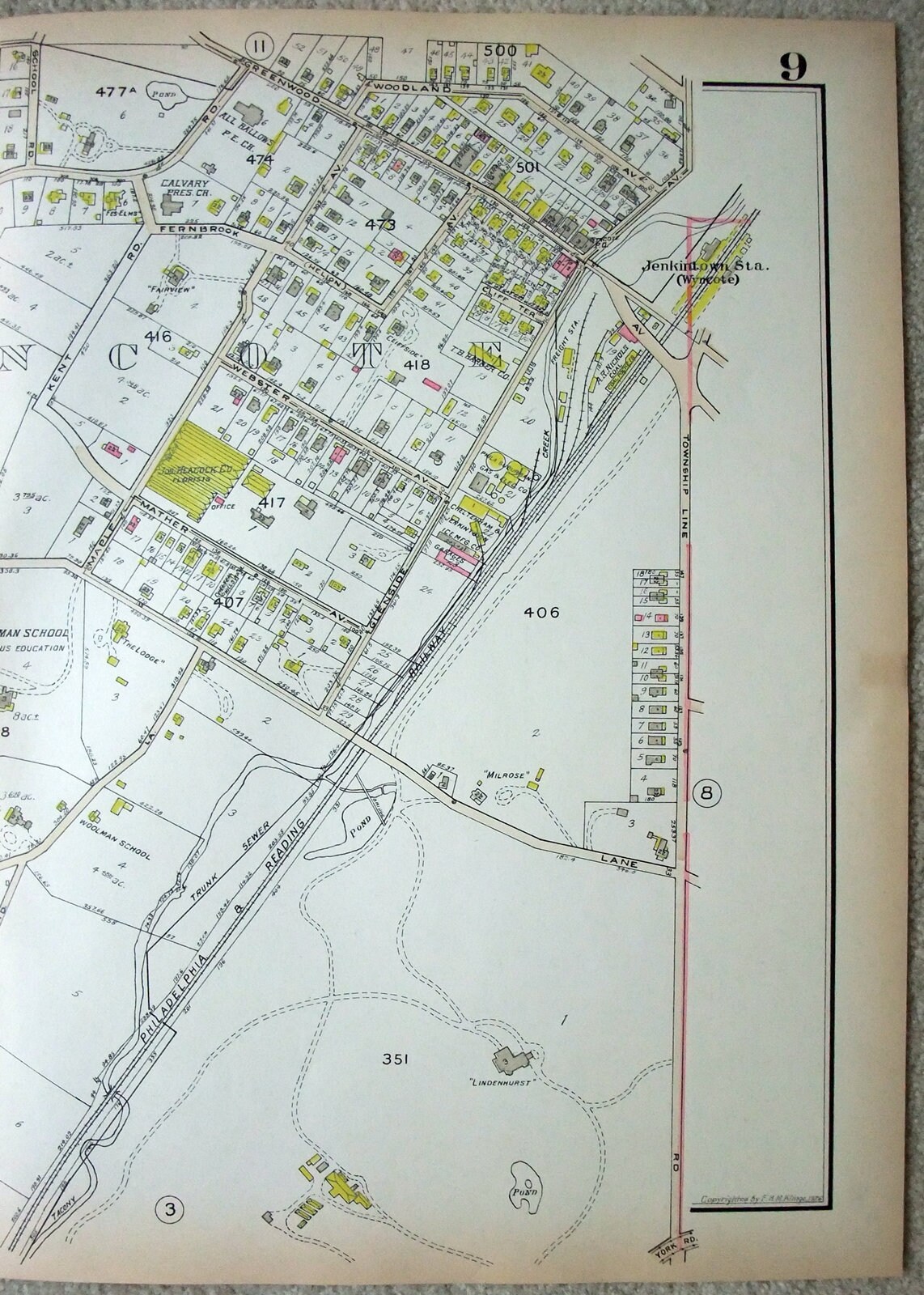 Large Original 1927 Map of Parts of Wyncote & Chelten Hills - Etsy Ireland