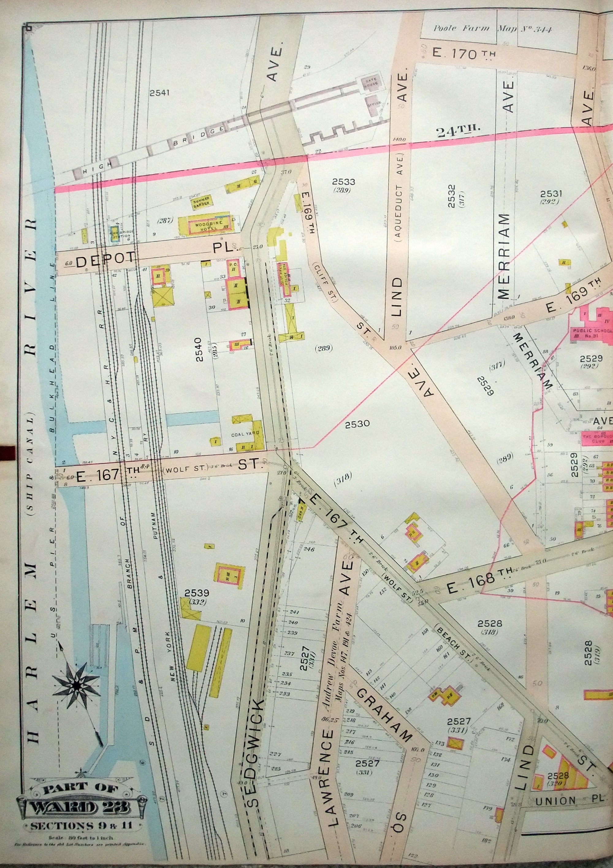 Huge Antique Map of Bronx NY E 167th to 170th St from the | Etsy