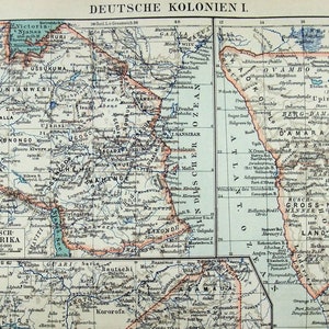 Antique Original Map of German Colonies in Africa & the Pacific Ocean ...