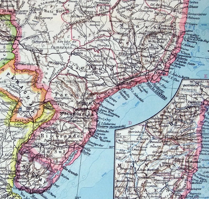 Original 1931 German Map of Brazil by Meyers. Vintage - Etsy