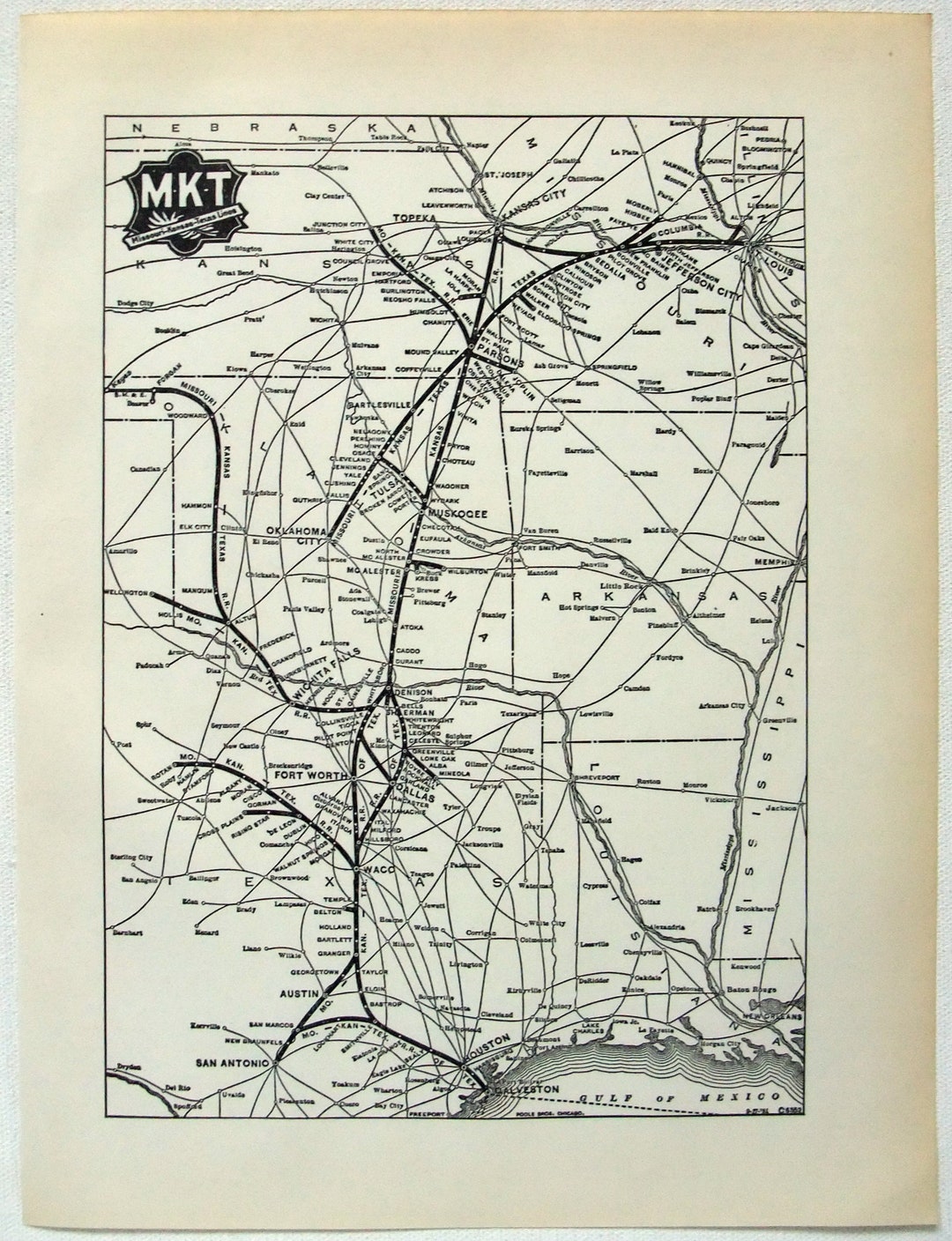 MKT Missouri Kansas Texas Lines - Original 1924 Dated Railroad System ...