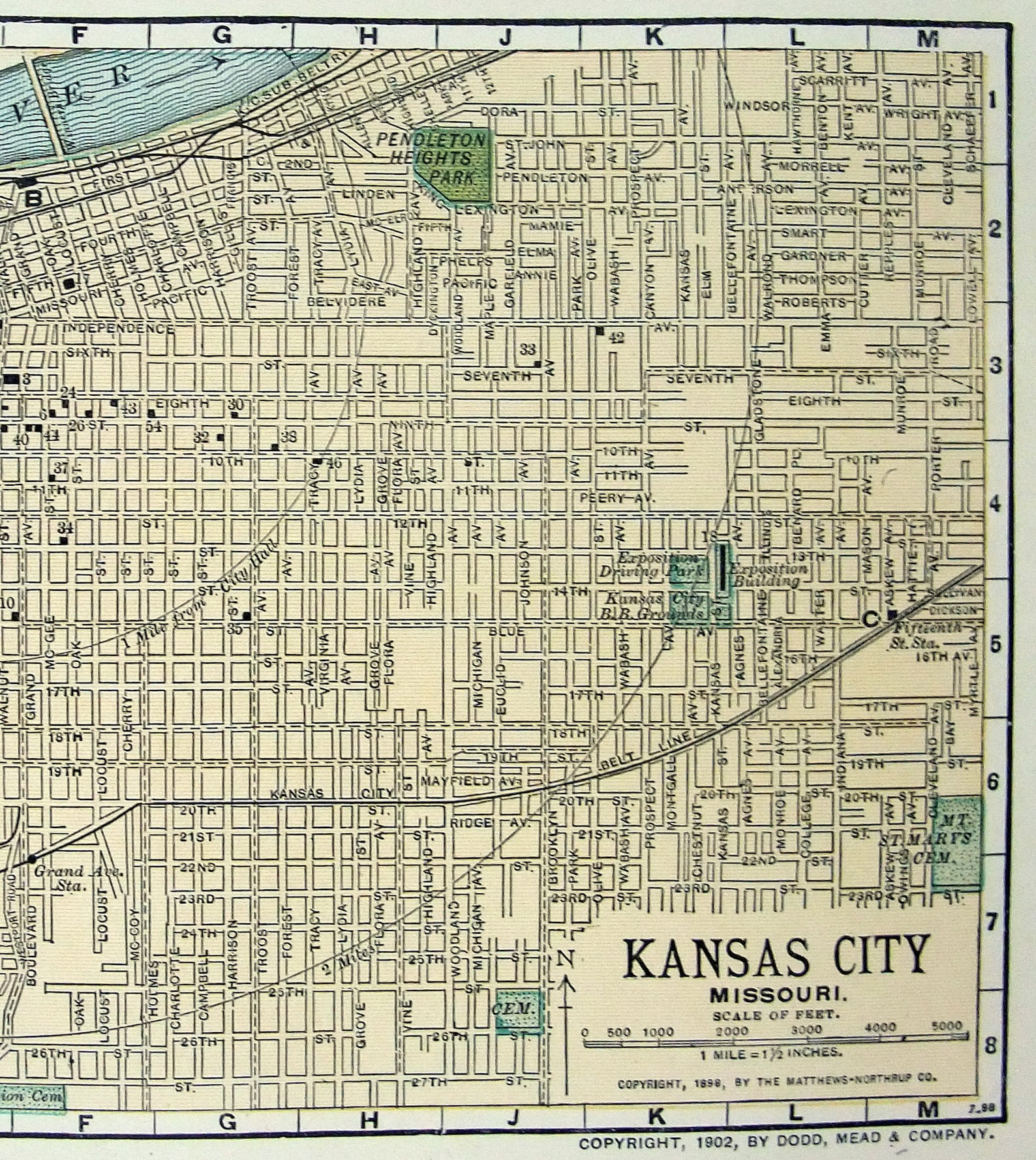 1903 Kansas City Map: Antique Lithograph Street & Railroad Map - Etsy