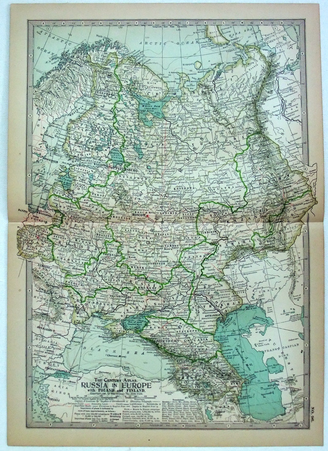 Antique 1897 Map of Russia, Poland & Finland - Etsy