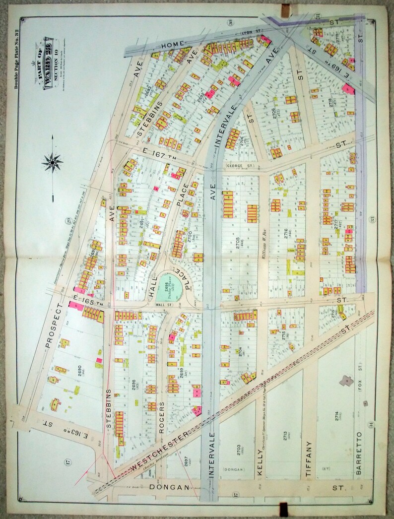 Huge Antique Map of Bronx NY Donegan St to Home From - Etsy