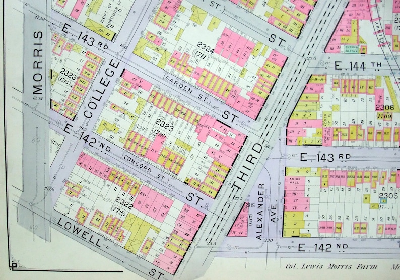 Huge Antique Map of Bronx NY Mott Haven From E 142nd to E - Etsy