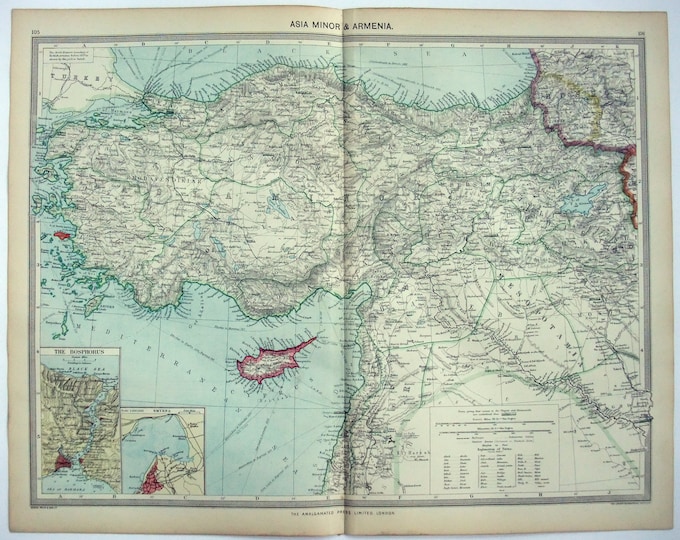 Asia Minor - Original Map C1907 by George Philip & Sons. Turkey Armenia ...