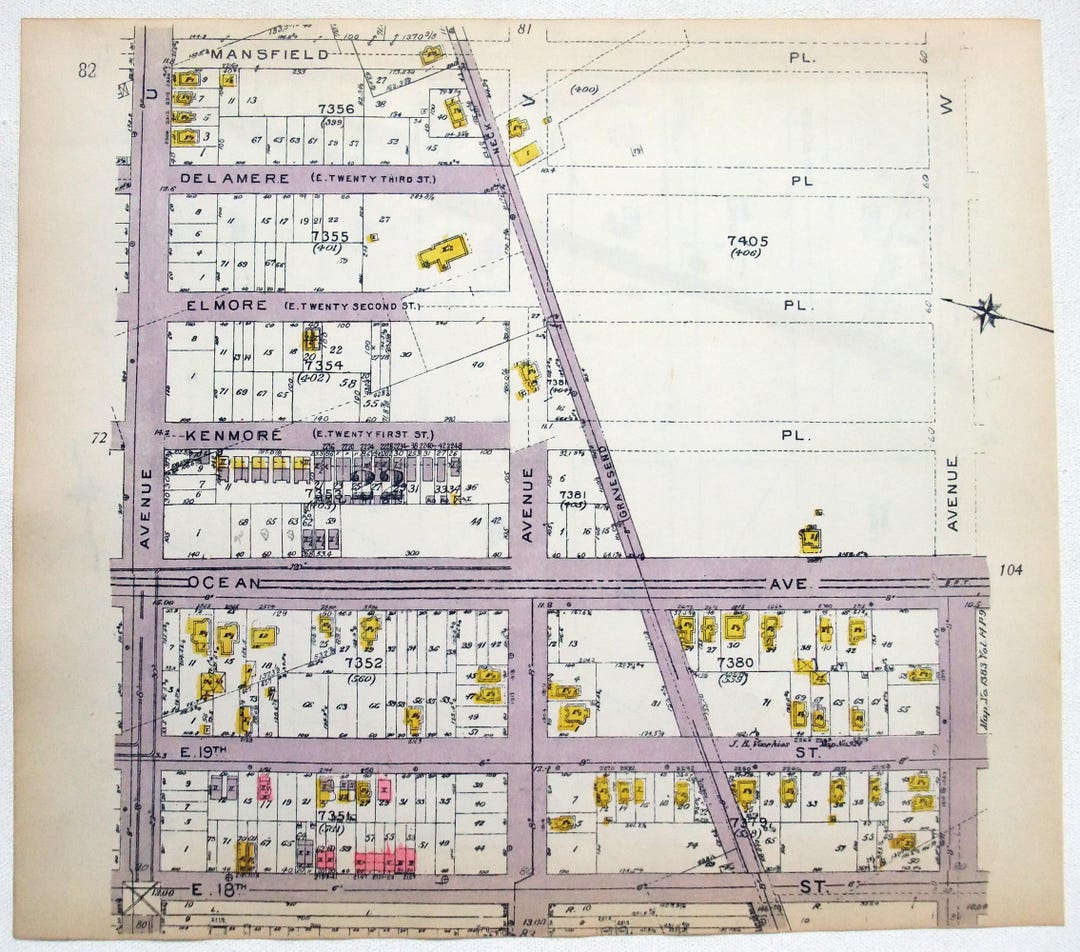 Part of Sheepshead Bay - E18th to Nostrand - Original 1922 Map by ...