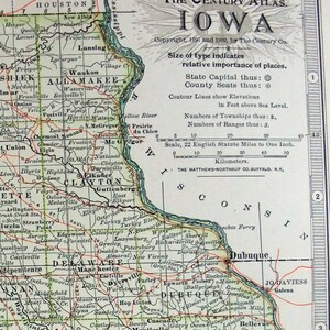 Iowa Original 1902 Map by the Century Company. Antique Original Map - Etsy