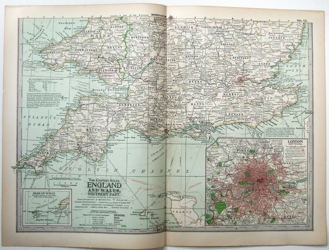 Original 1902 Map of the Southern Part of England & Wales by the ...