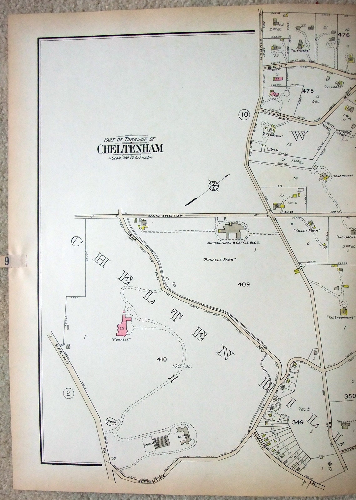 Large Original 1927 Map of Parts of Wyncote & Chelten Hills - Etsy Ireland