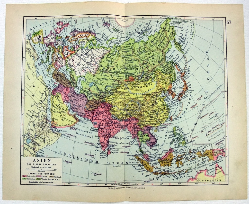 Home & Living 1931 Vintage Asia Map Home Décor Globes & Maps etna.com.pe