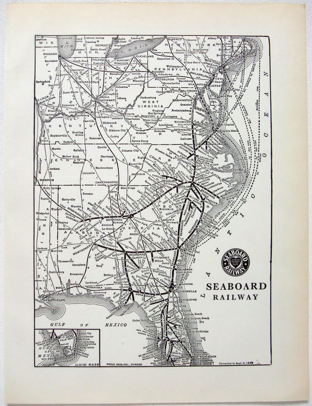 Seaboard Railway - Original 1941 System Map. Vintage - Etsy