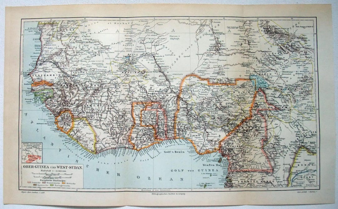 Original 1898 Map of Western Africa From Upper Guinea to West Sudan by ...