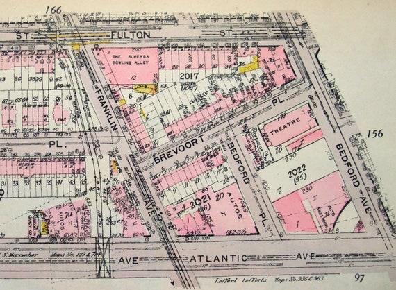 Original 1920 Map of Lewis to Reid Ave from Lexington Ave to Broadway ...