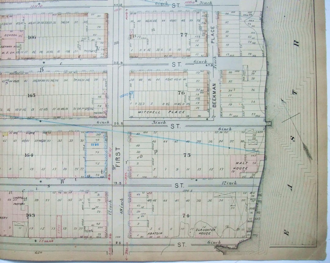 1880 Map of Midtown Manhattan – East River to Lex From W47th-54th ...