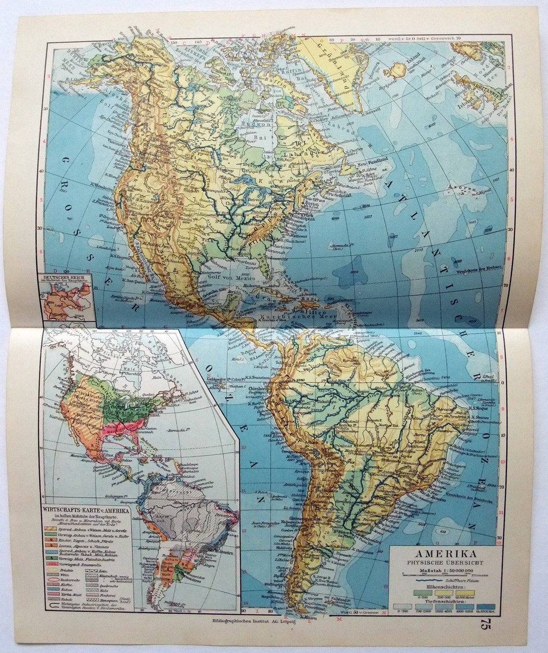 Original 1931 German Map of North America by Meyers. Vintage - Etsy